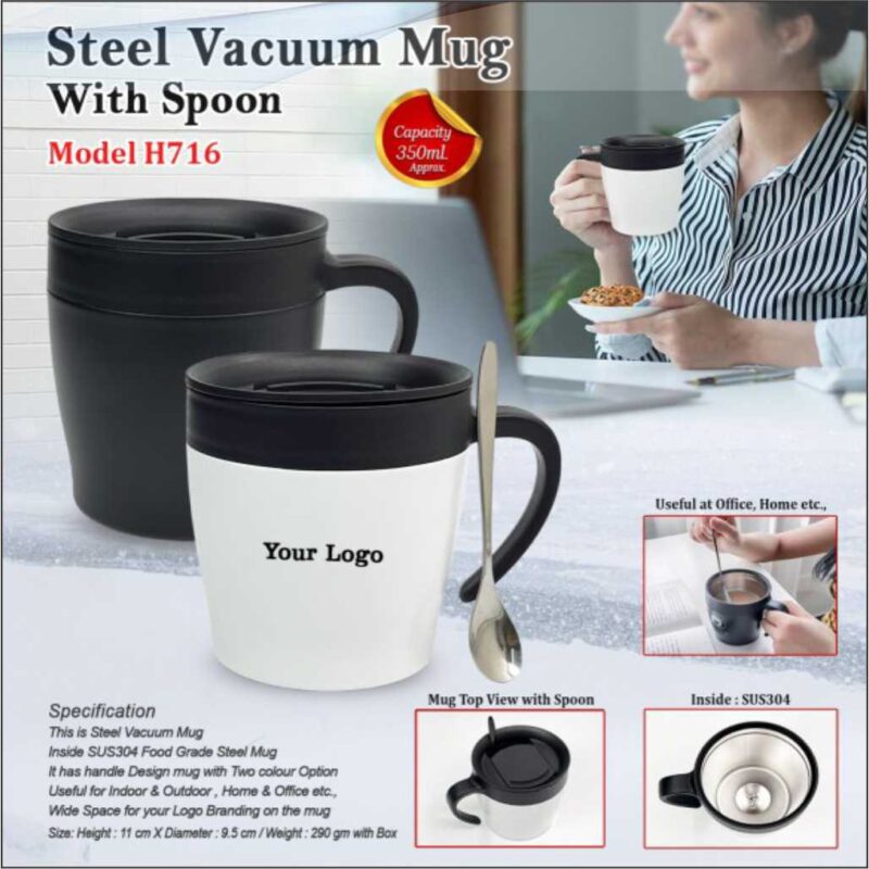 Steel Vacuum Mug With Spoon – Newgenn India
